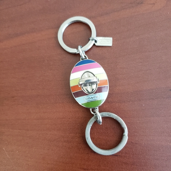 Coach | Accessories | Coach Legacy Striped Enamel 2in Valet Keychain ...